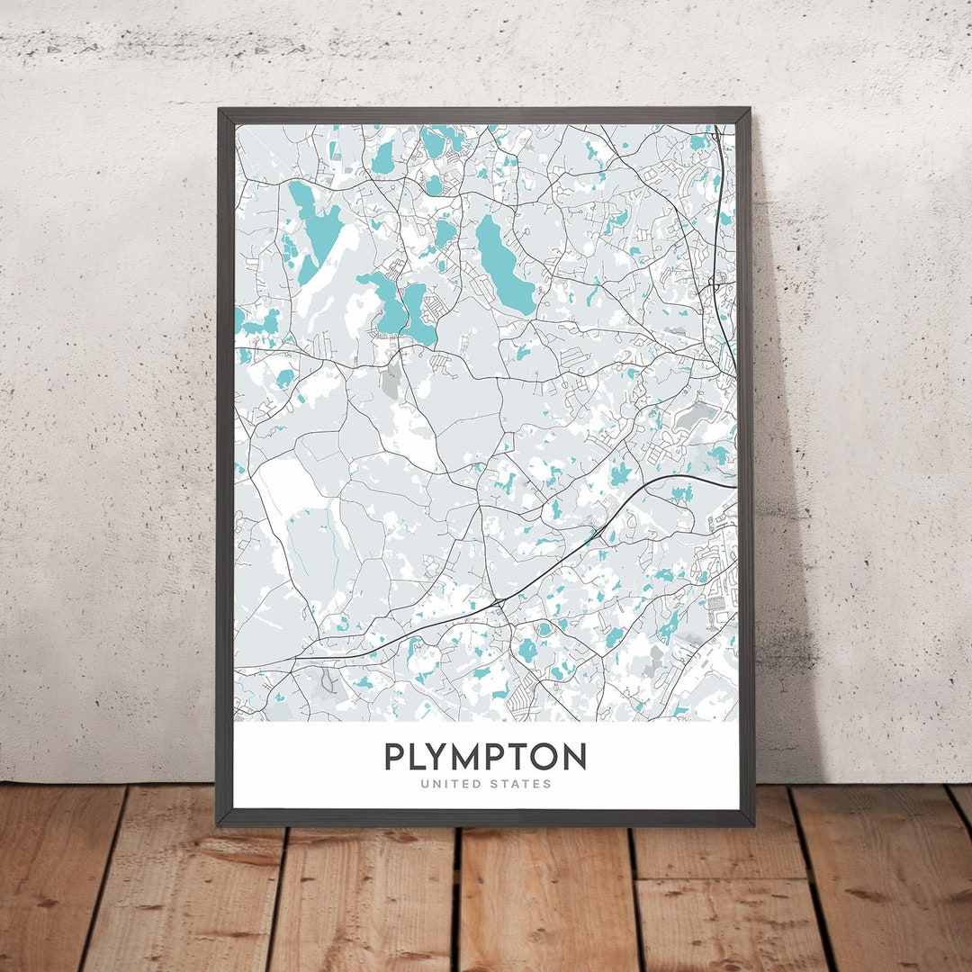 Modern City Map of Plympton, MA: Plympton Town Hall, Plympton Public ...