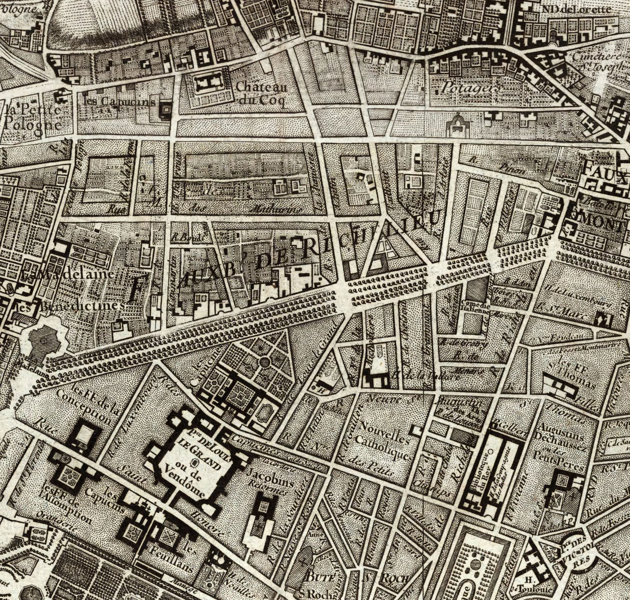 Rare Old Map of Paris, 1795 by Roussel - Louvre, Invalides, Champs ...
