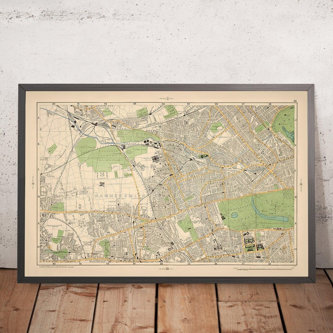 Old Map of West-central London, 1900: Hyde Park, Kensington ...