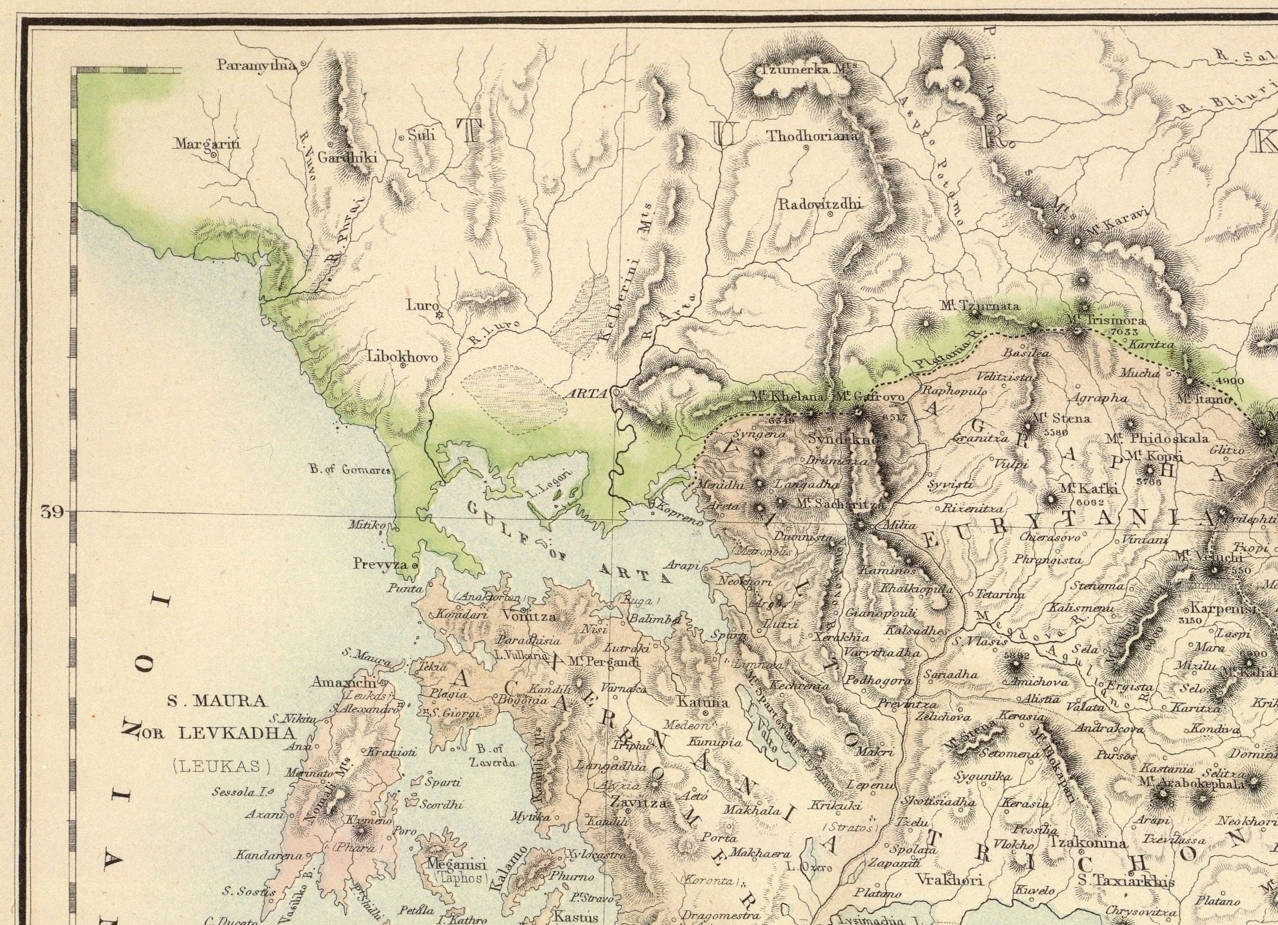 Old Map of Greece in 1872 by Archibald Fullarton - Athens, Piraeus ...