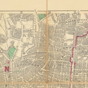 Big Old Map of London by Bacon, 1890 - Rare Folding Wall Chart of ...