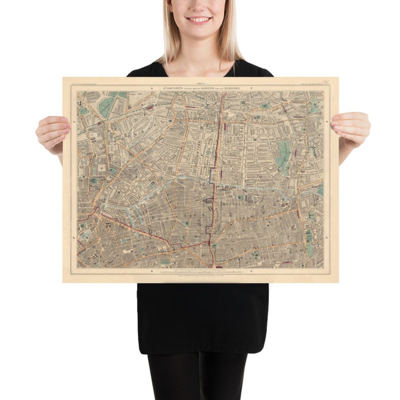 Old Map of East London, 1891- Hoxton, Haggerston, Dalston, Hackney ...