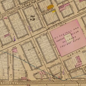 Old Map of Hudson Square & Tribeca, 1879 - Lower Manhattan Wards NYC ...