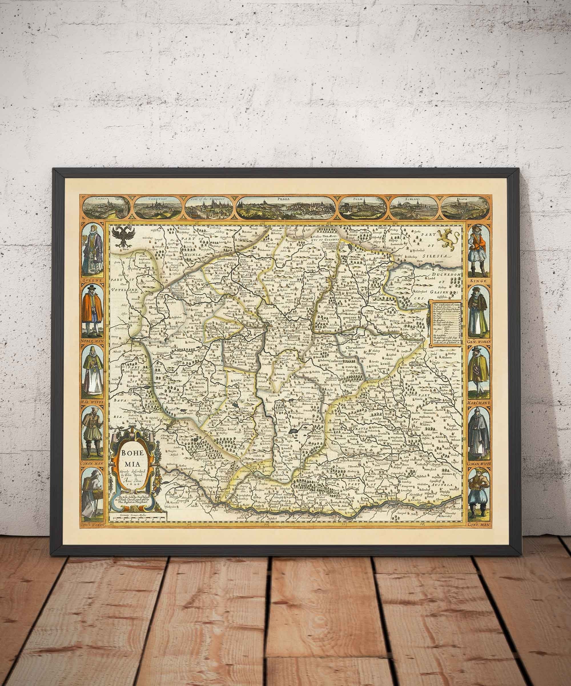 Old Map of Bohemia in 1626 by John Speed - Czechia, Prague, Bavaria ...