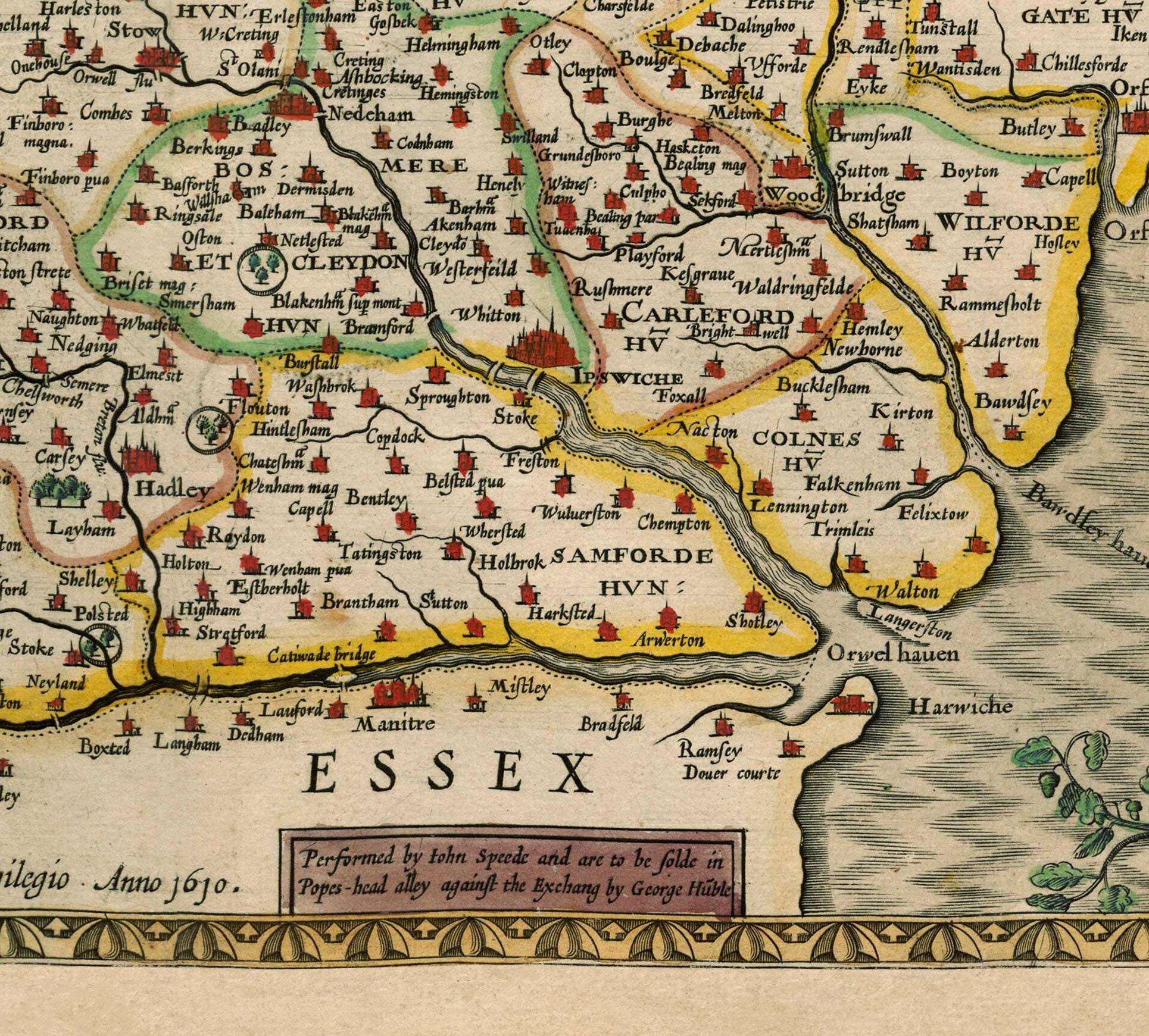 Old Map of Suffolk 1611 by John Speed Ipswich Lowestoft | Etsy UK