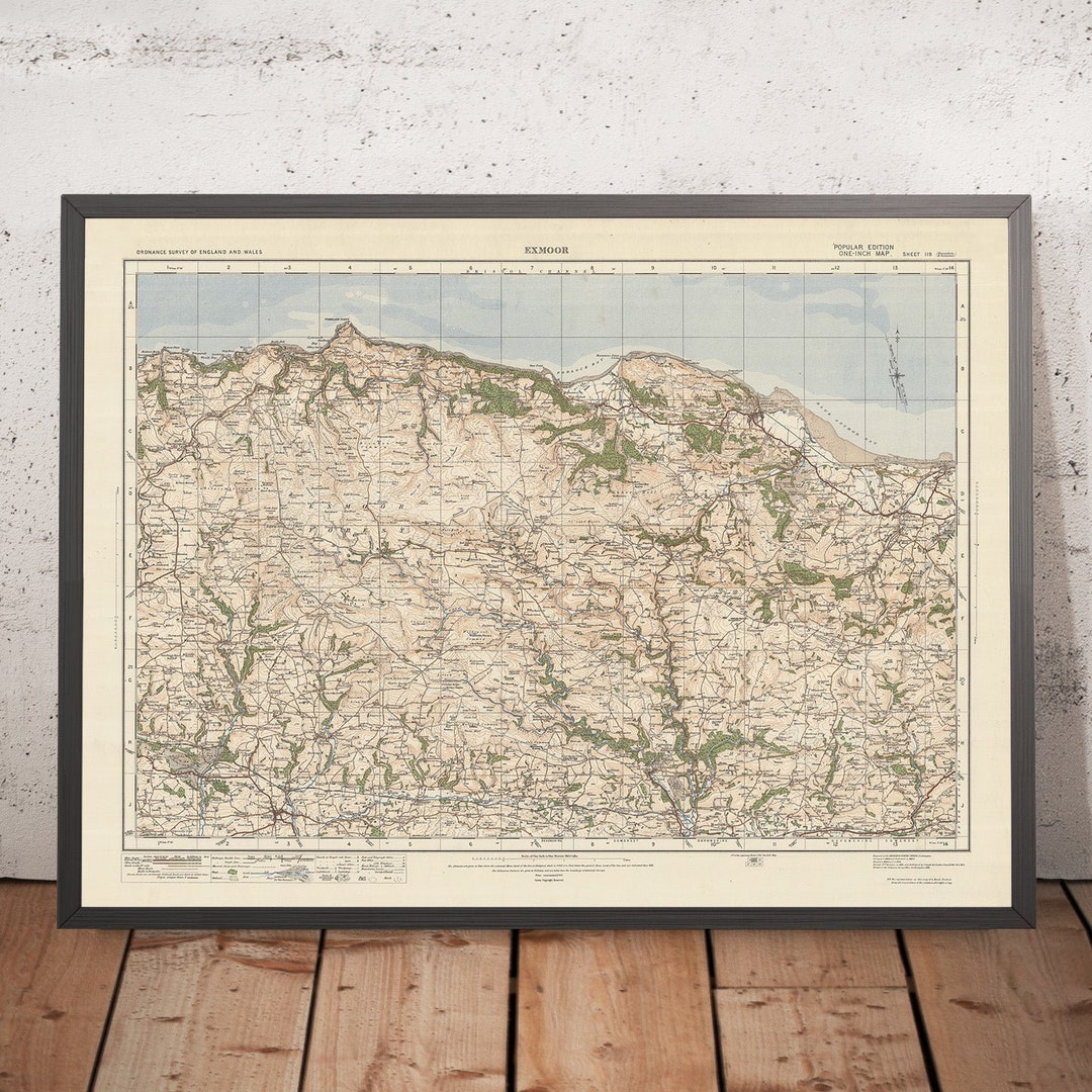 Old Ordnance Survey Map, Sheet 119 - Exmoor, 1925: Minehead, South ...