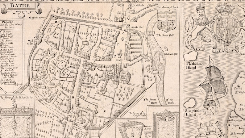 Old Map of Somerset in 1611 by John Speed - Bath, Portishead, Weston ...