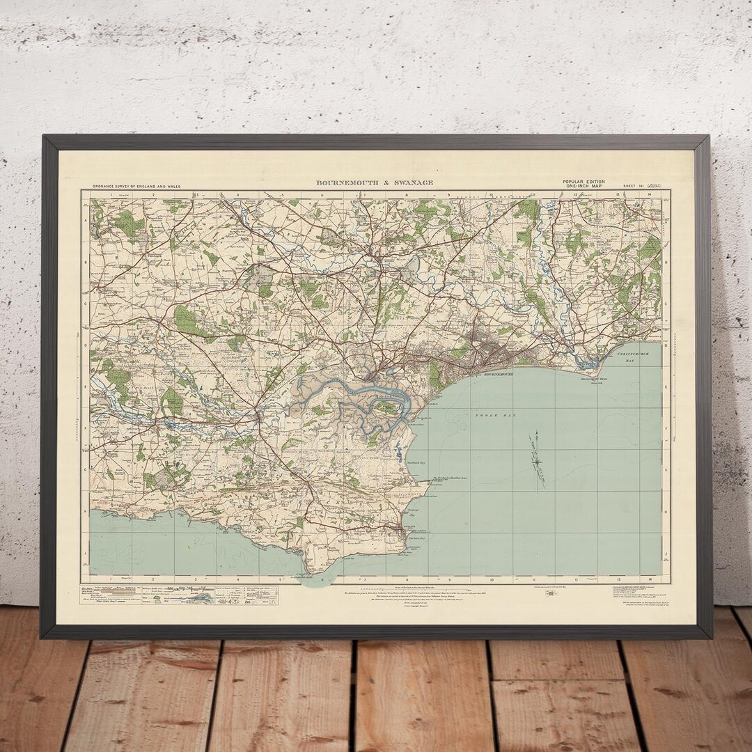 Old Ordnance Survey Map, Sheet 141 - Bournemouth & Swanage, 1925: Poole ...