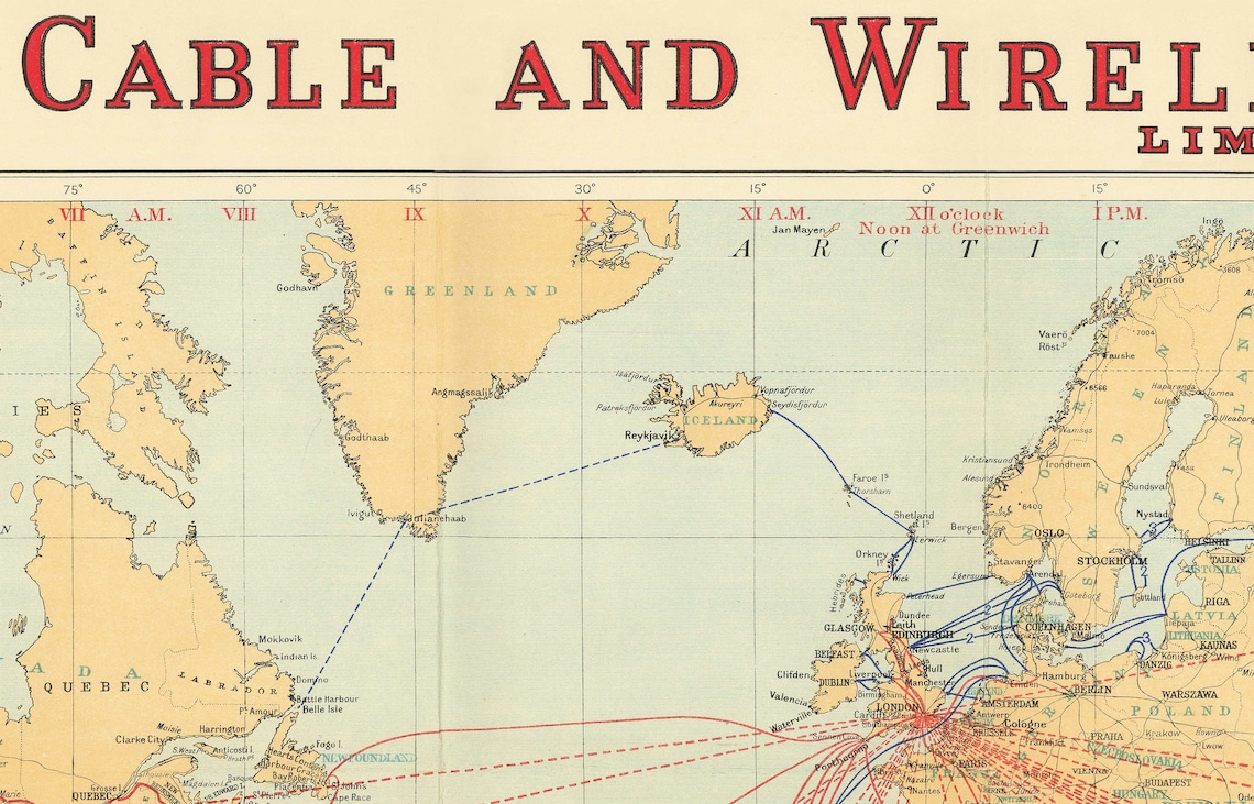 Old World Map of Cable and Wireless Ltd 1938 very Early - Etsy UK