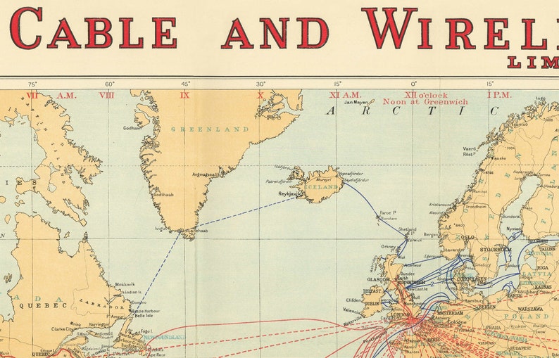 Old World Map of Cable and Wireless Ltd, 1938 - (very Early) Internet ...
