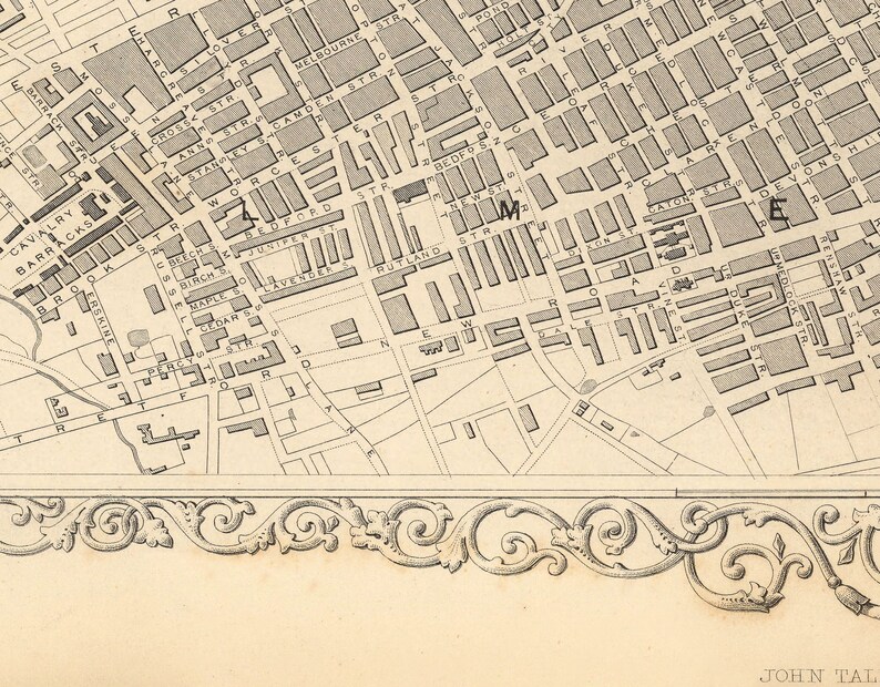 Old Map of Manchester and Environs by John Rapkin 1851 Town - Etsy UK