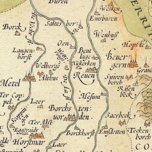 Old Map of North Rhine-westphalia and Lower Saxony by Ortelius, 1587 ...