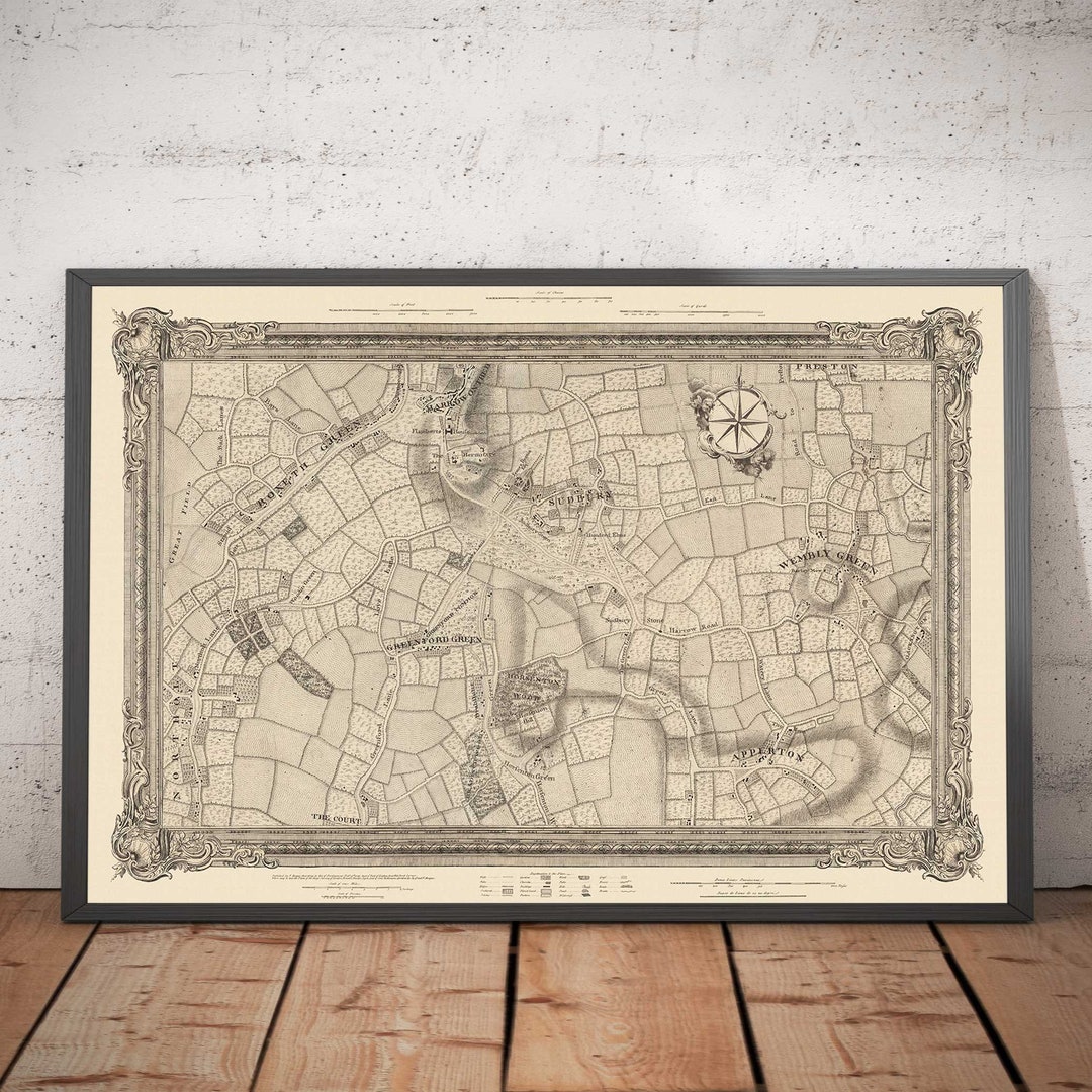 Old Map of North West London in 1746 by John Rocque - Wembley, Preston ...