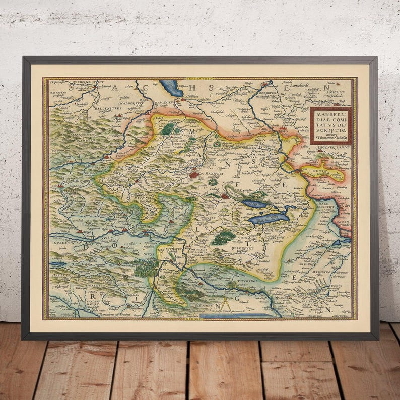 Old Map of Mansfeld District, Germany by Ortelius, 1575: Mansfeld ...