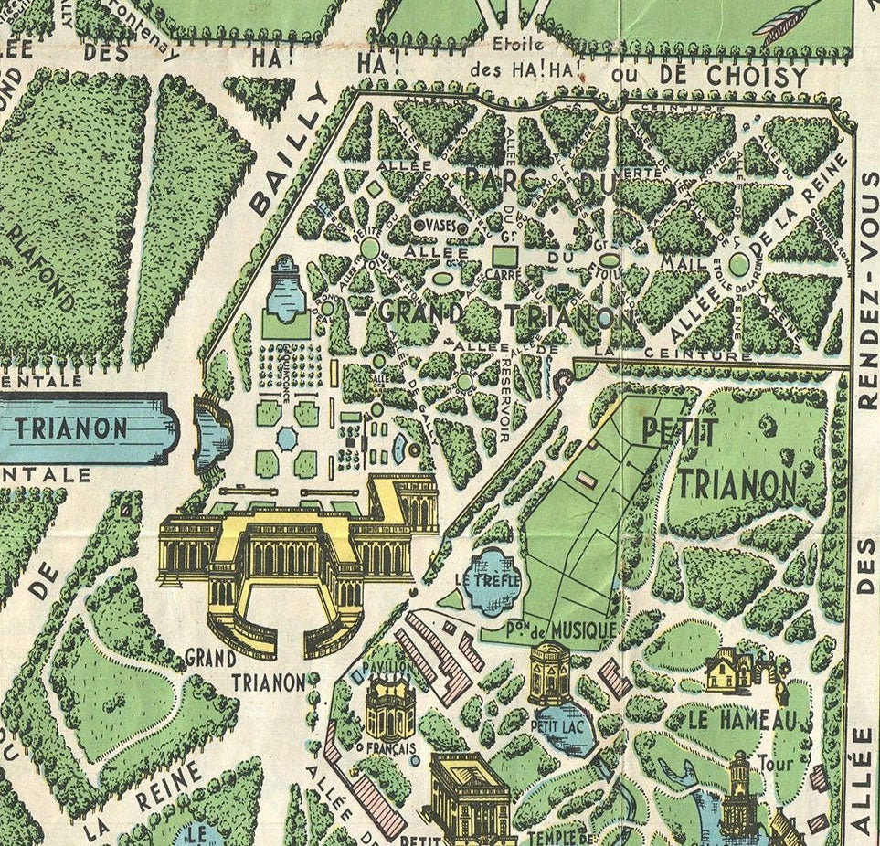 Old Map of the Palace of Versailles & Gardens 1920 by Leconte - Etsy UK