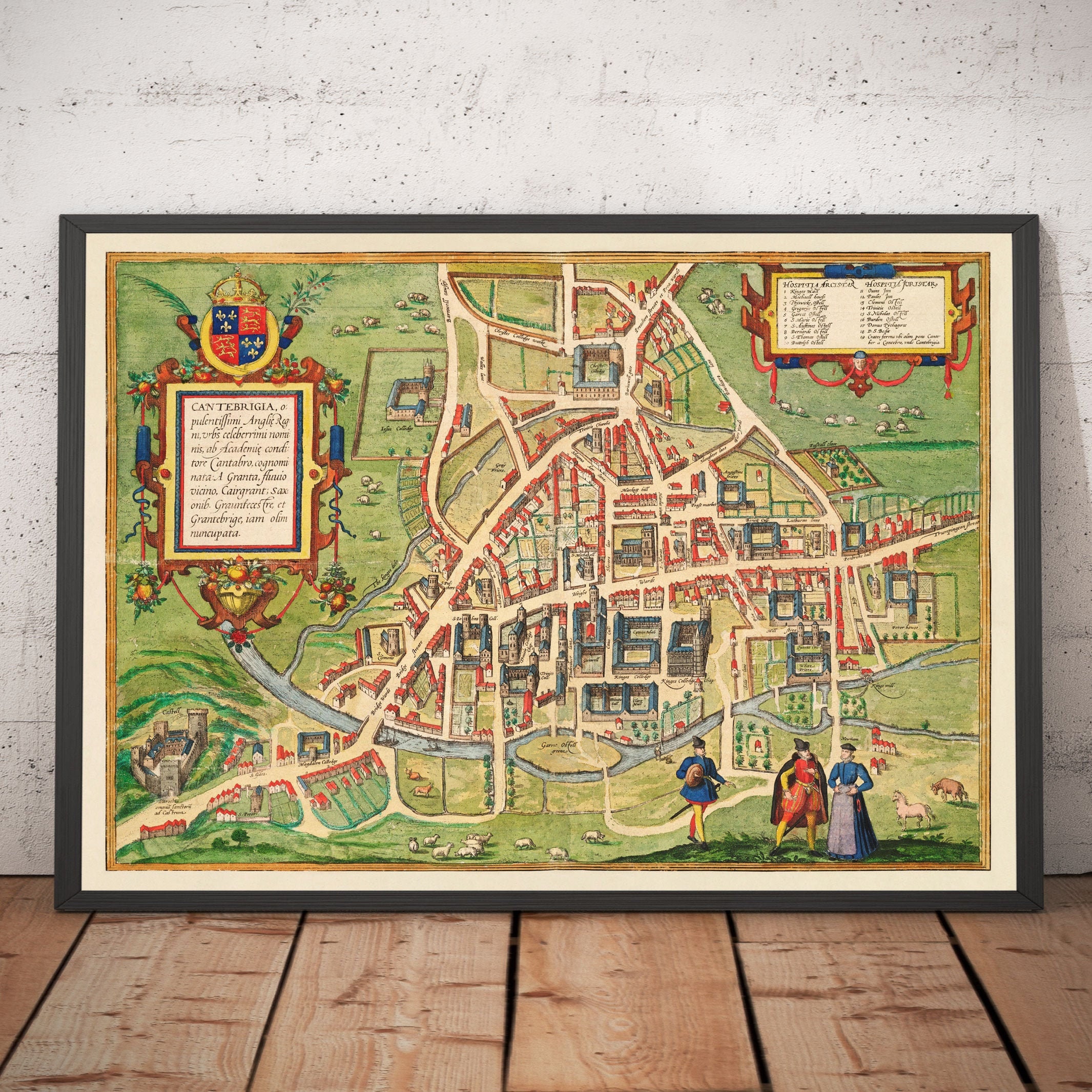 Old Map of Cambridge and University Colleges 1575 Trinity | Etsy