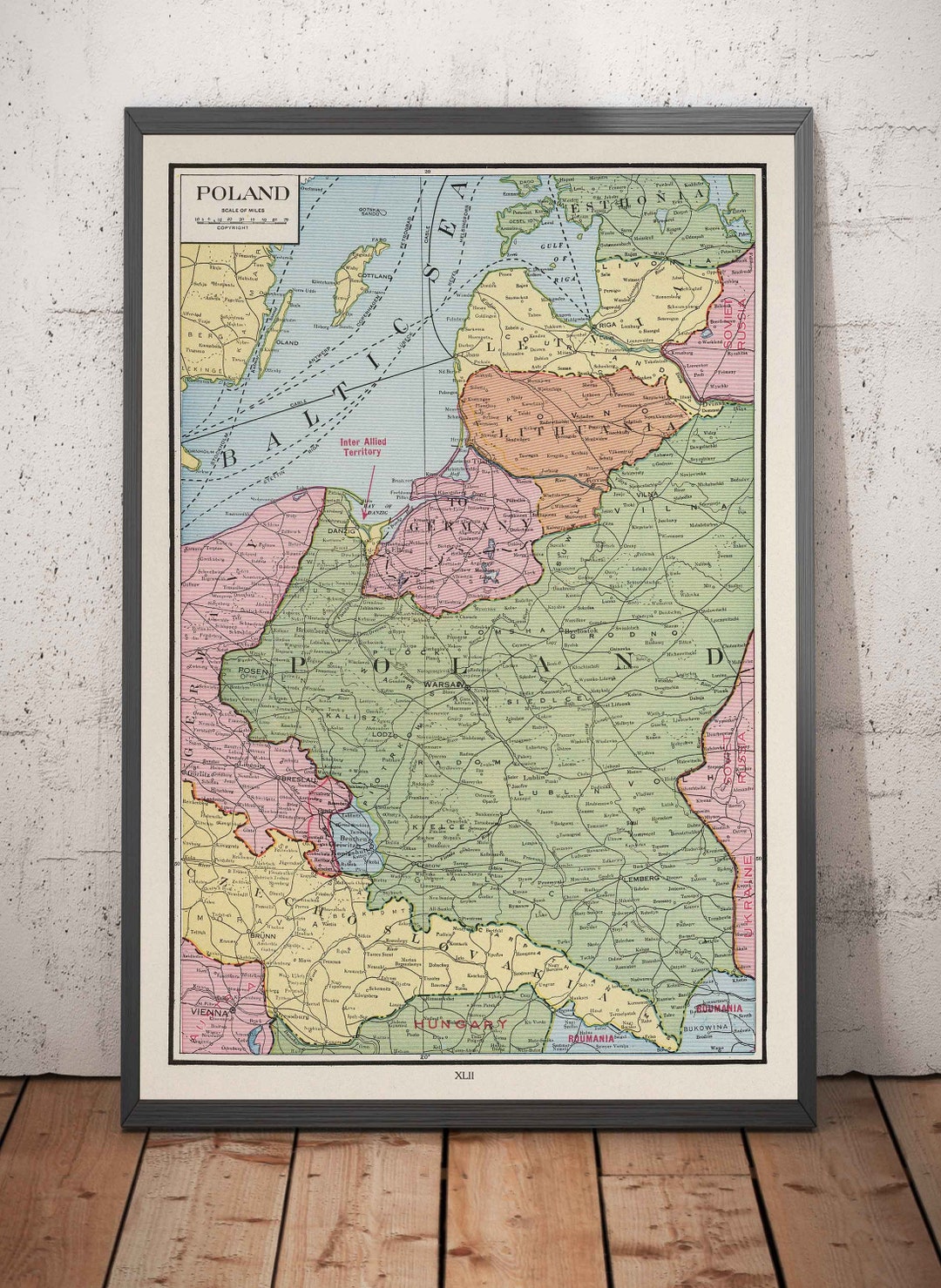 Old Map of Poland, 1925 - Germany, Prussia, Ukraine, Czechia, Warsaw ...