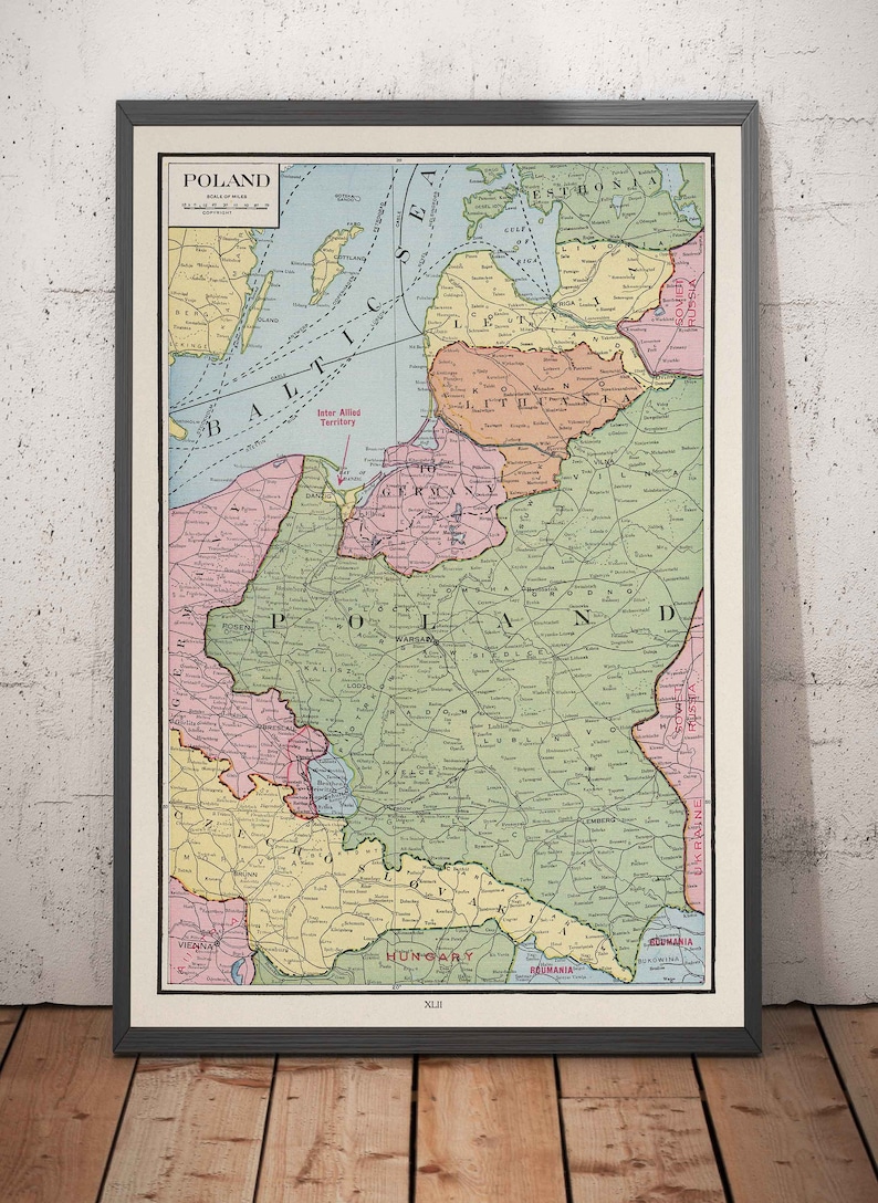 Old Map of Poland 1925 Germany Prussia Ukraine Czechia - Etsy