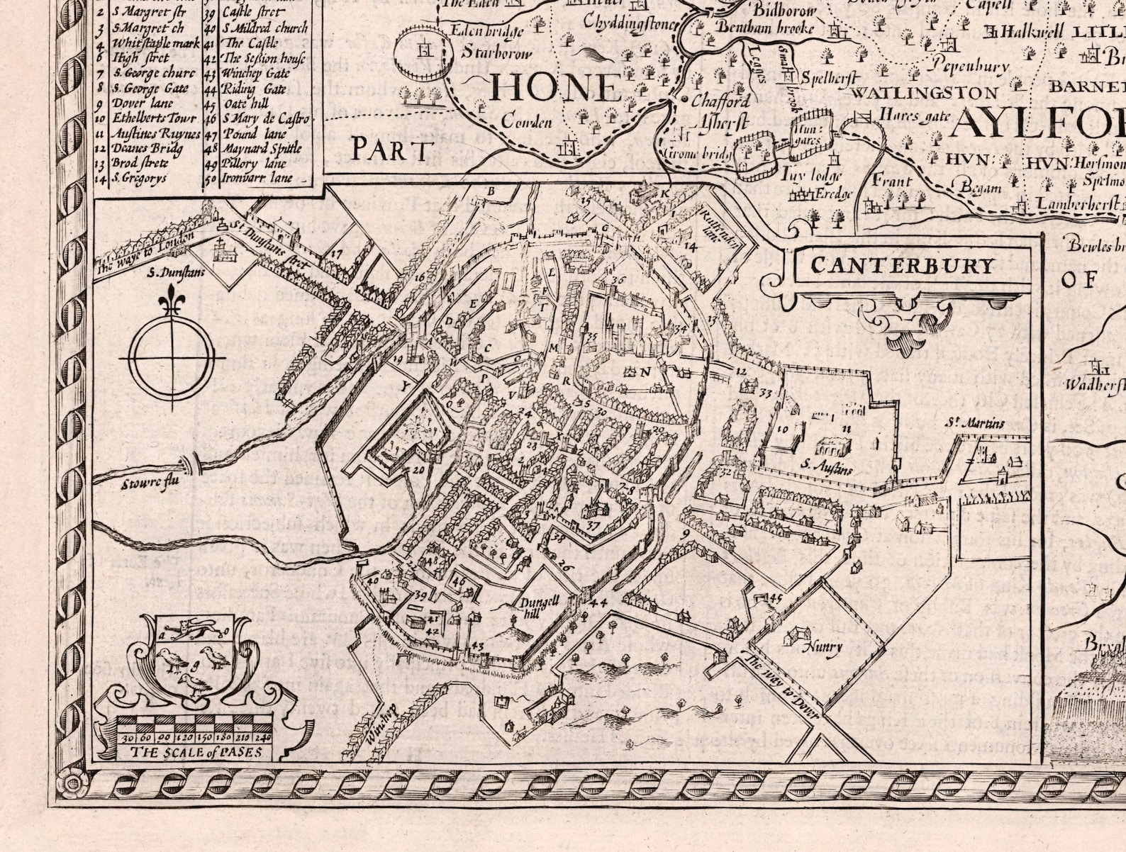 Old Map of Kent, 1611 by John Speed - Canterbury, Maidstone, Bromley ...