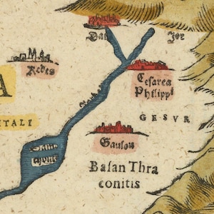 Old Map of the Holy Land by Bunting, 1581: Palestine, 12 Tribes, Judea ...
