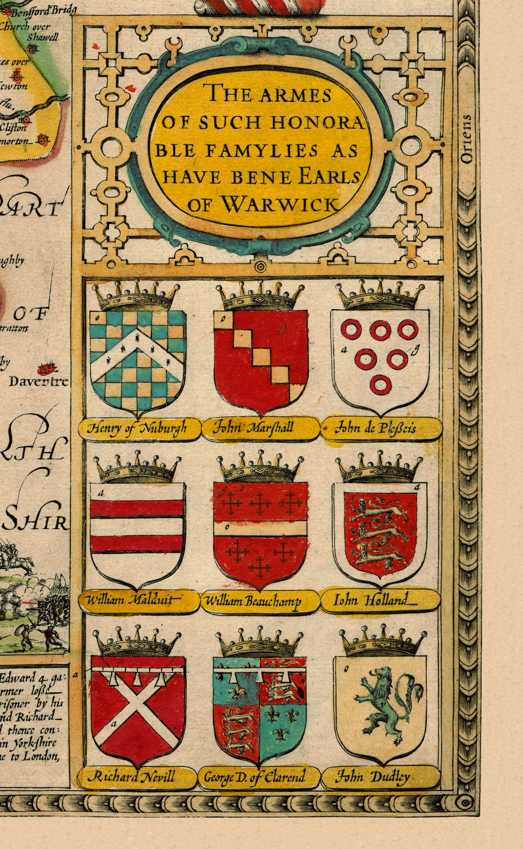 Old Map of Warwickshire in 1611 by Speed - Birmingham, Coventry ...
