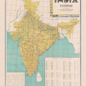 Old Map of India's Railways by Nirdosh, 1960: Mumbai, Delhi, Kolkata ...