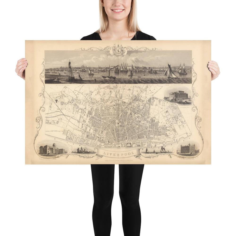Old Map of Liverpool by John Rapkin 1851 Docks Mersey | Etsy