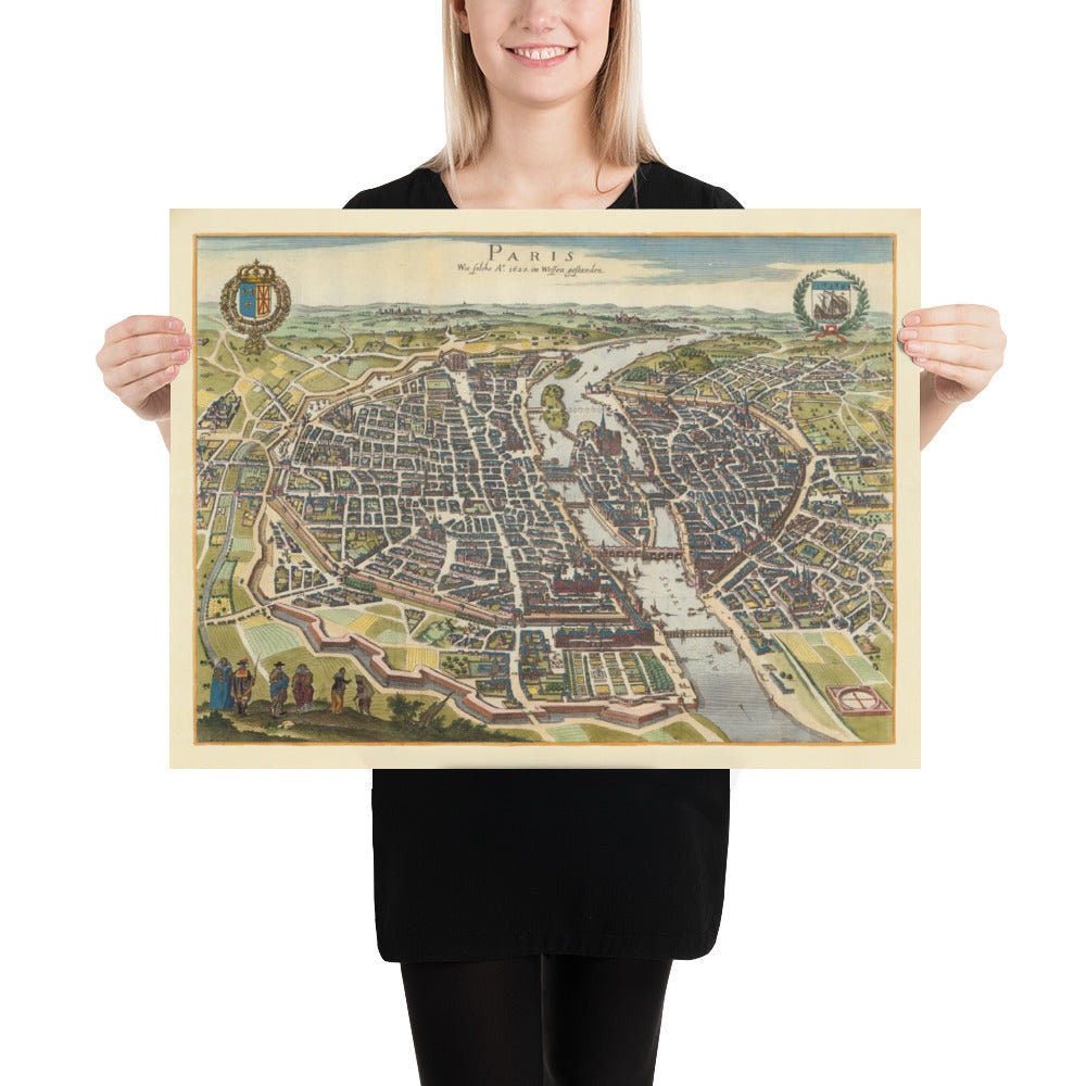 Old Map of Paris, 1655 by Caspar Merian - Ile Saint Louis and De La ...