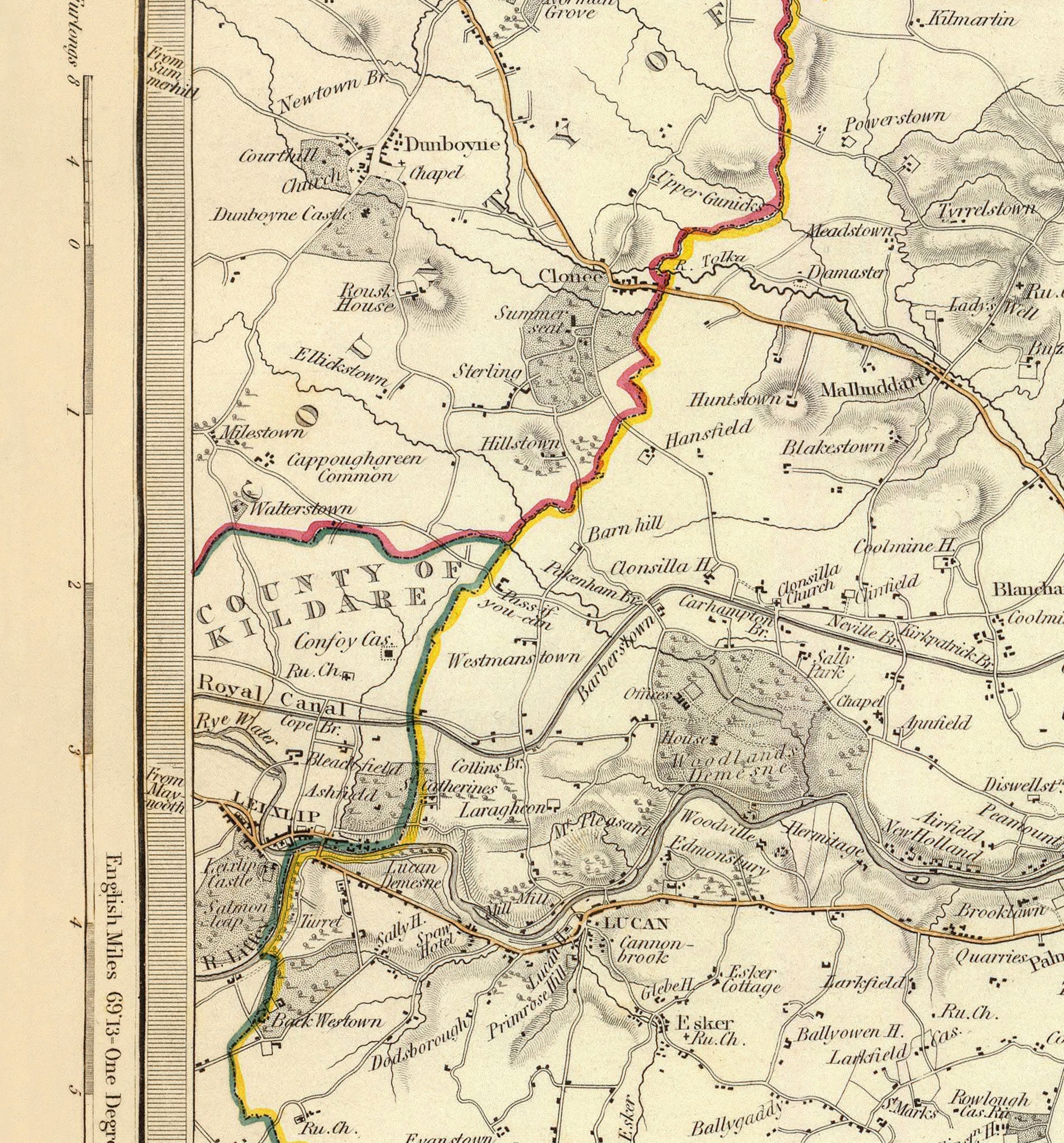 Old Map of Dublin and Suburbs, Ireland, 1837 by SDUK - Leinster, Dublin ...