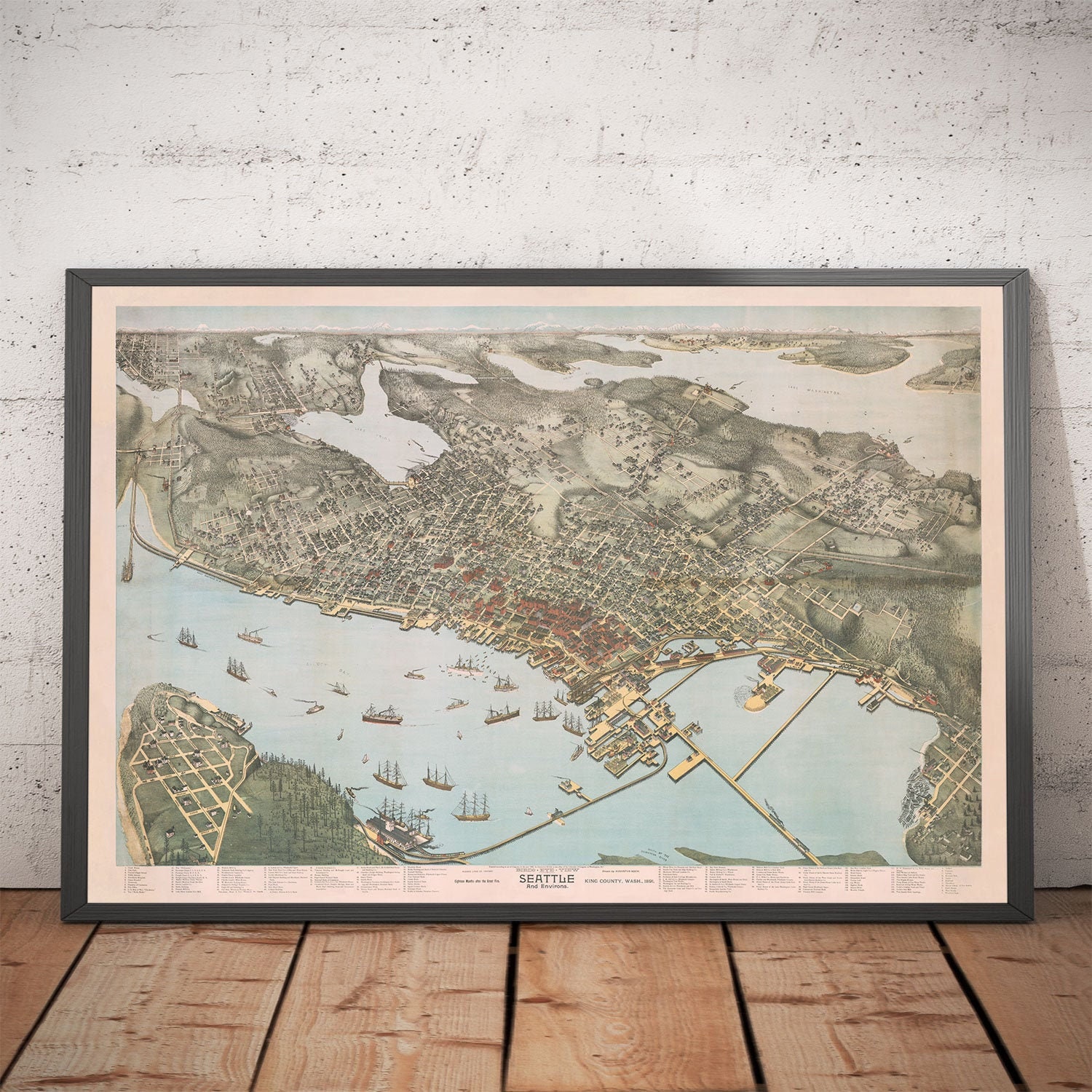 Rare Old Map of Seattle by Koch 1891 Downtown Capitol - Etsy