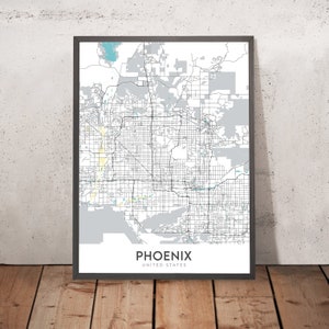 Modern City Map of Phoenix, AZ: Arcadia, Biltmore, ASU, I-10, Loop 101 ...