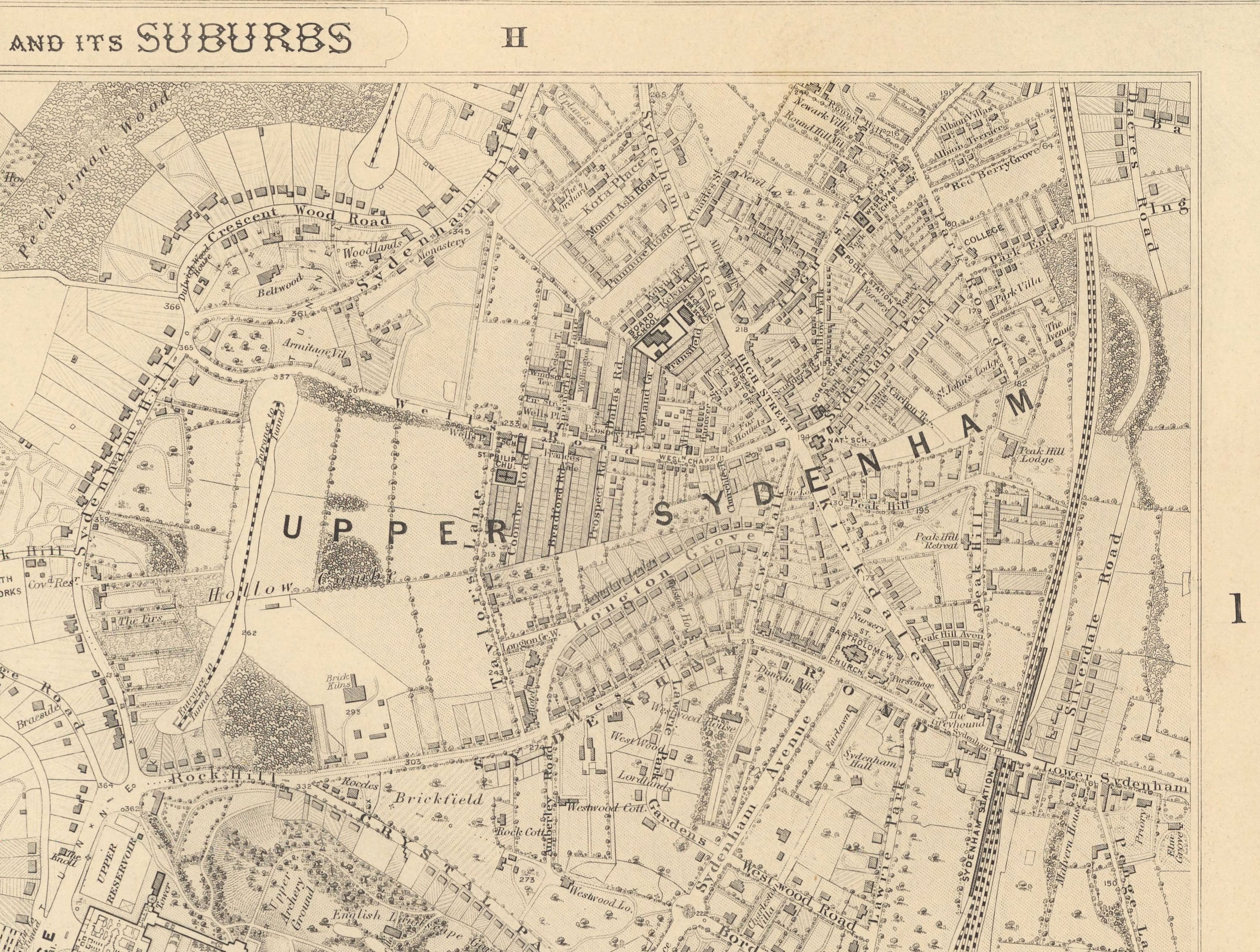Old Map of South East London, 1862 - Norwood, Crystal Palace, Penge ...