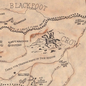 Old Map of the American Wild West by Andy Dagosta in 1968 - Cowboys ...