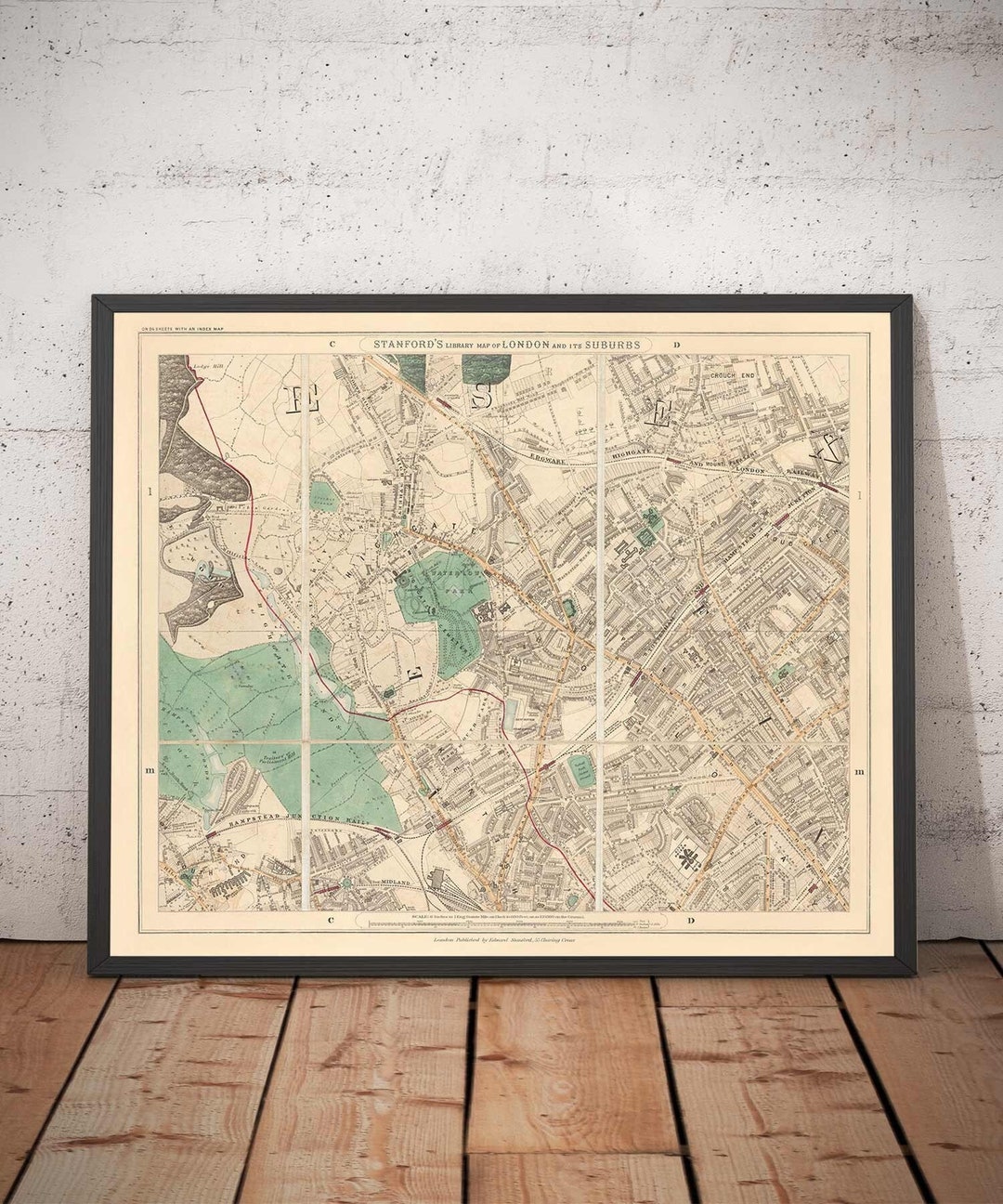Old Map of North London in 1891 Highgate Hampstead Heath - Etsy
