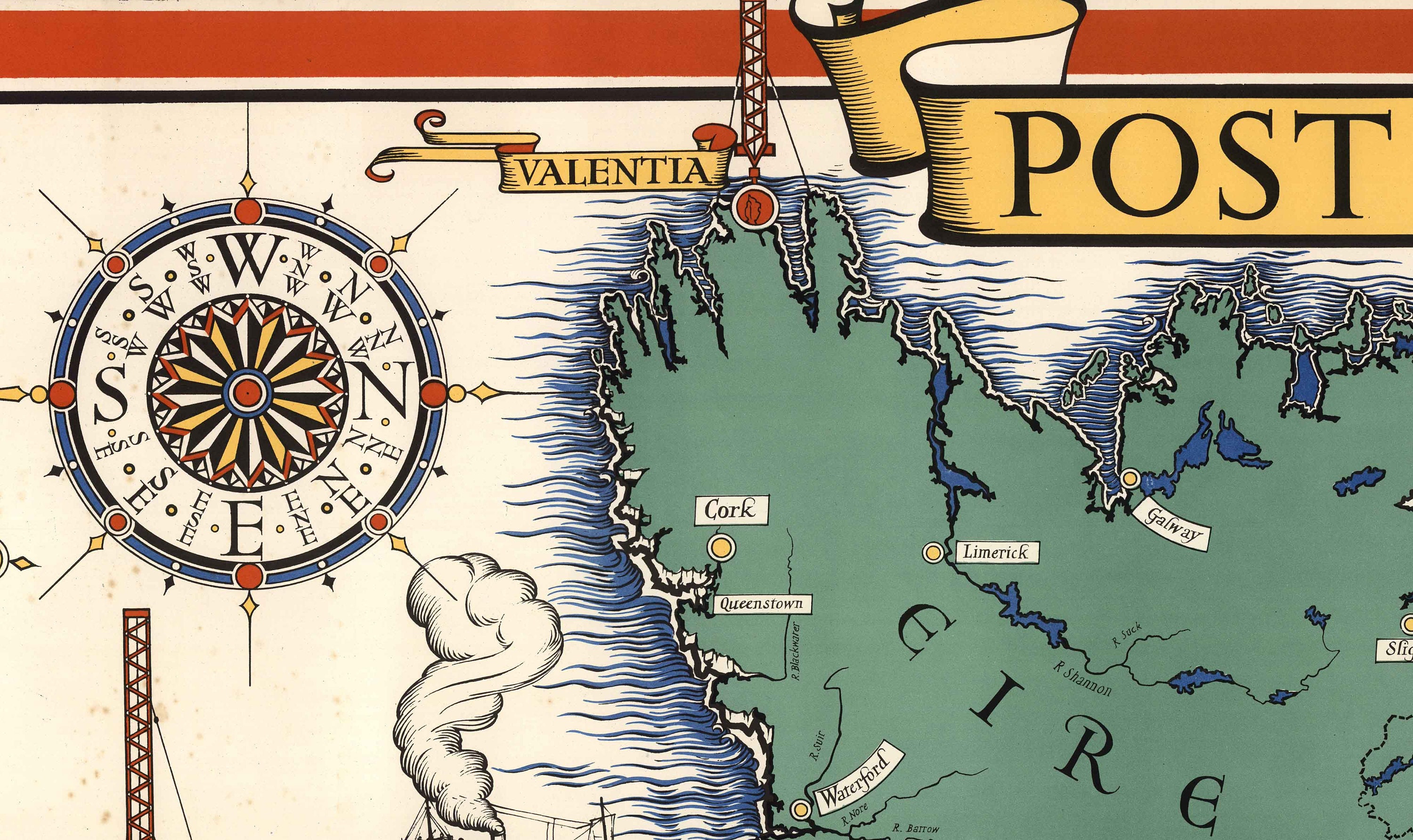 Old Pictorial Map of Post Office Wireless Stations by Max - Etsy