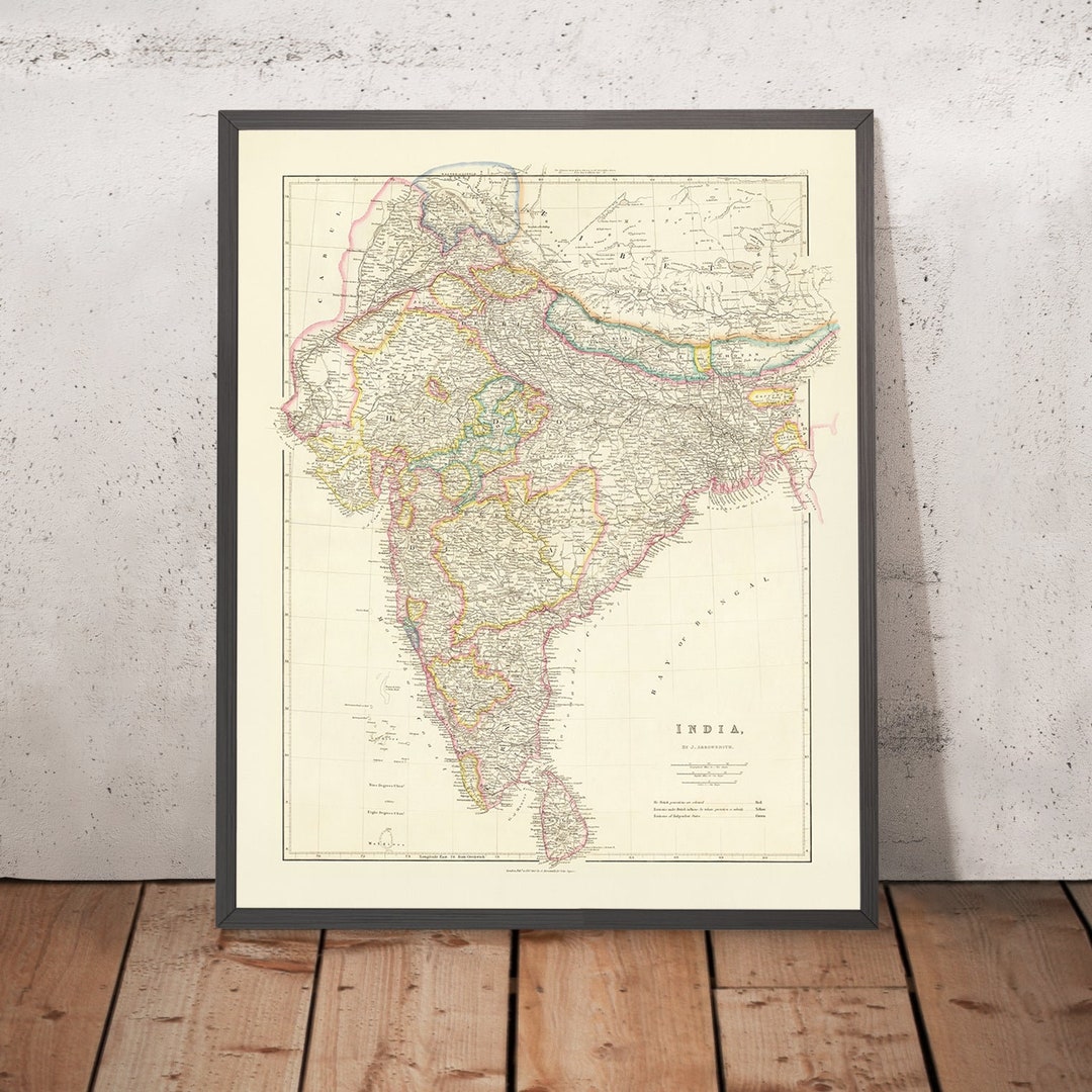 Old Map of India, Pakistan & Bangladesh by Arrowsmith, 1857: Ceylon ...