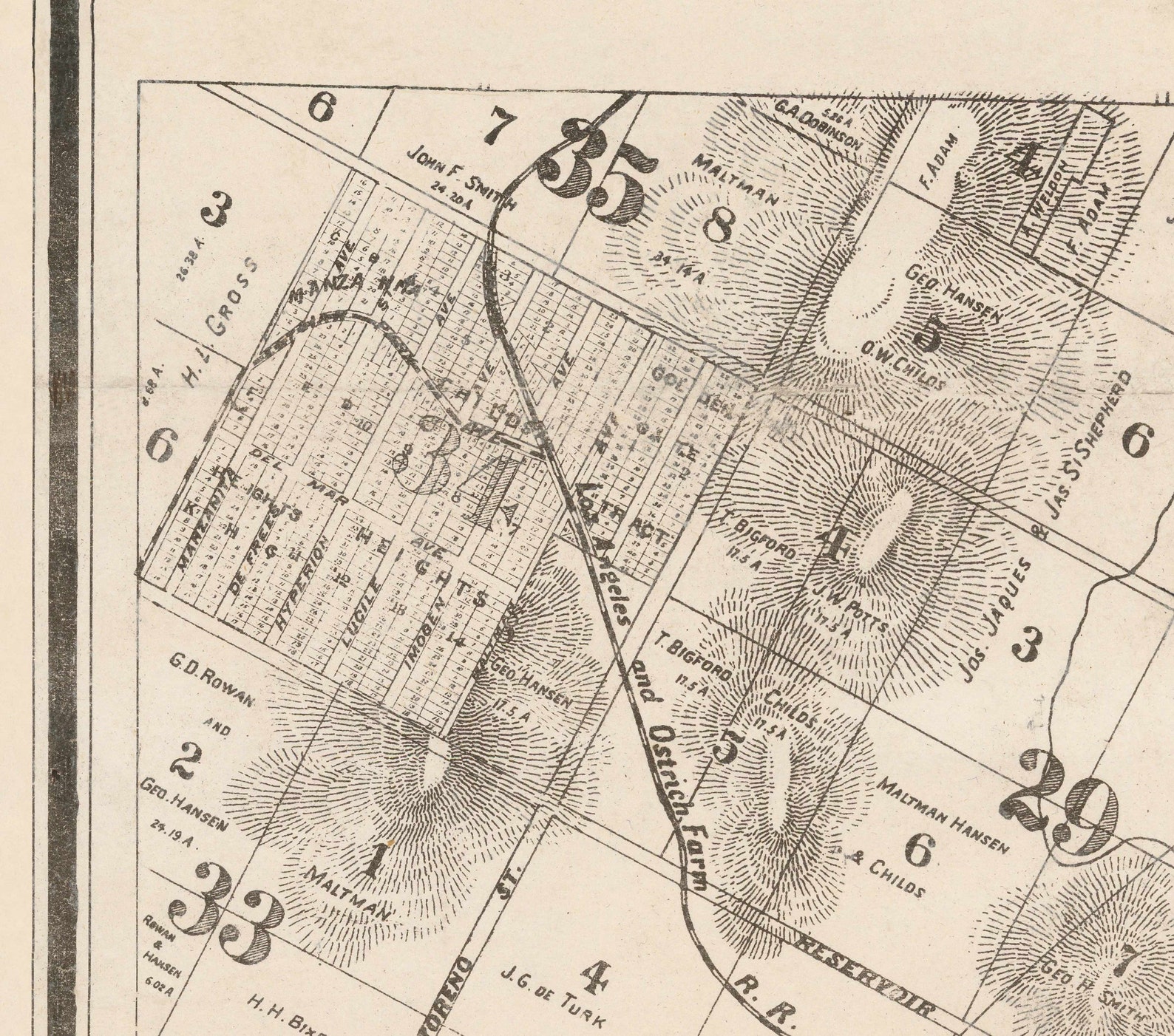 Old Map of Los Angeles 1887 Rare City Plan Chart - Etsy UK