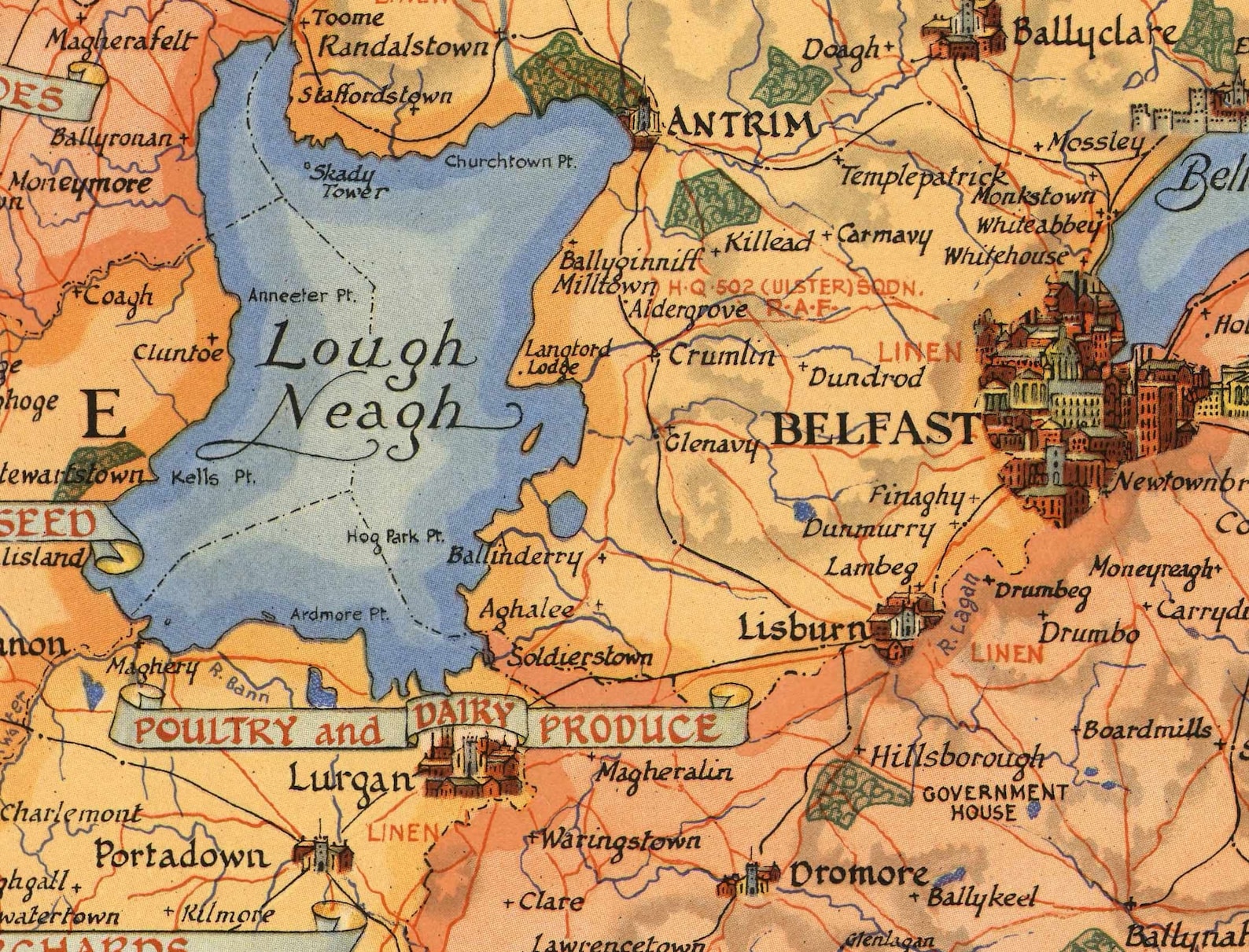 Old Map of Northern Ireland, Ulster by Ernest Clegg, 1947 - Eire ...