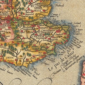 Old Colour Map of England & Ireland in 1605 by Abraham Ortelius - UK ...
