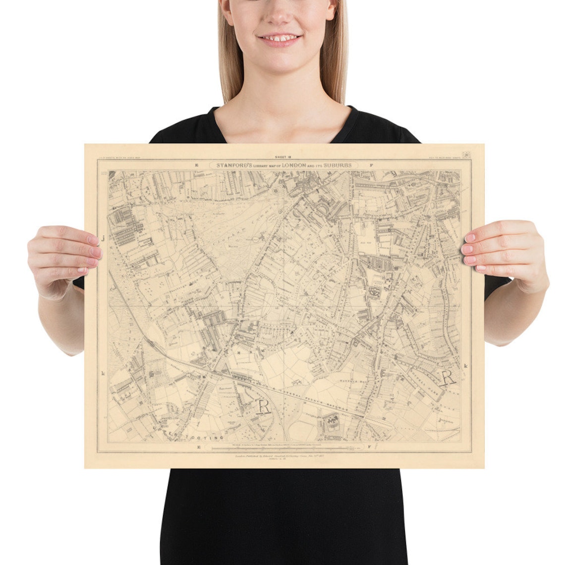 Old Map of South London in 1862 - Clapham, Balham, Brixton, Tooting ...
