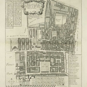 Old Map of St James's Parish, 1720 by Strype and Stow - London ...