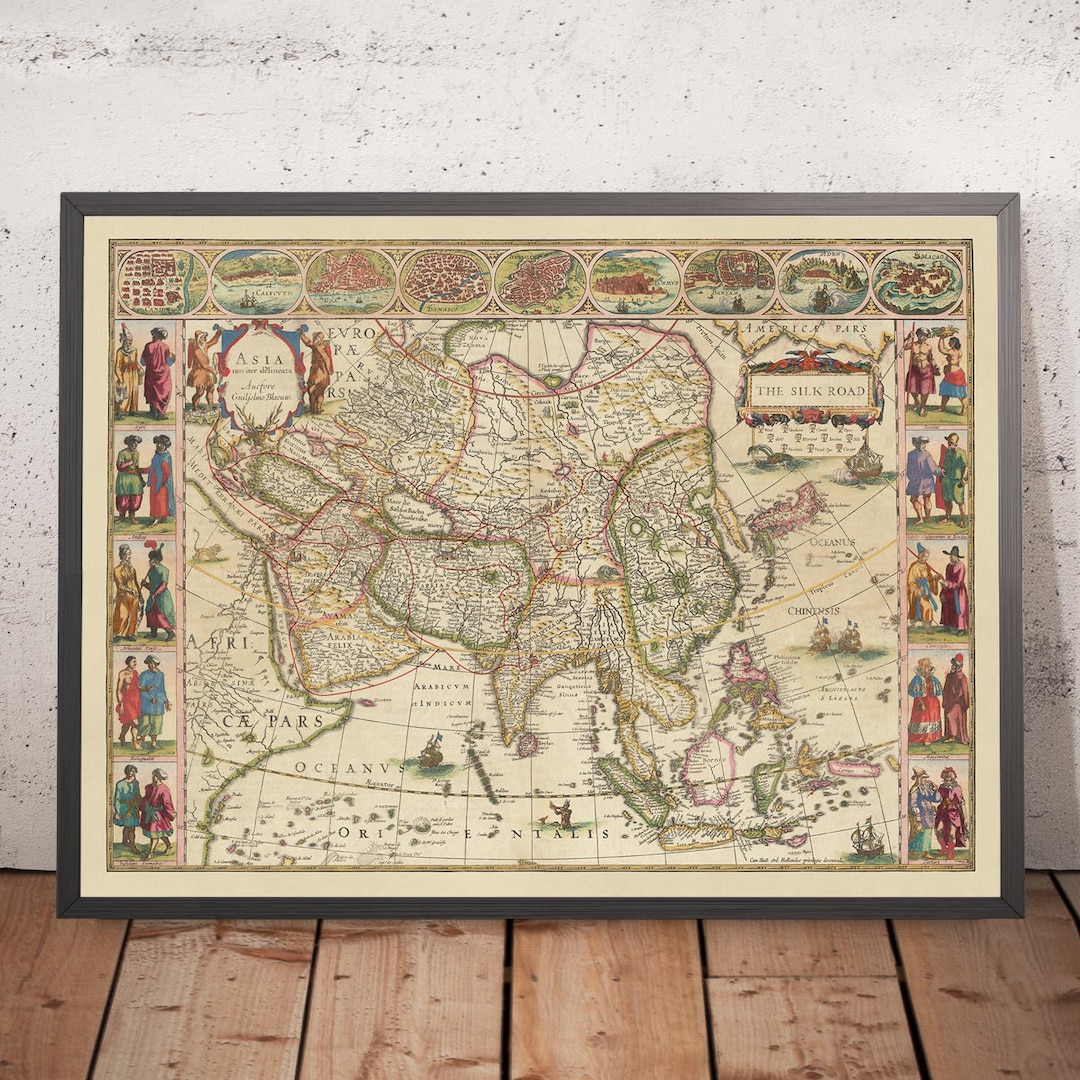 Old Map of the Silk Road, 1640 by Willem Blaeu & the Unique Maps Co. - Etsy