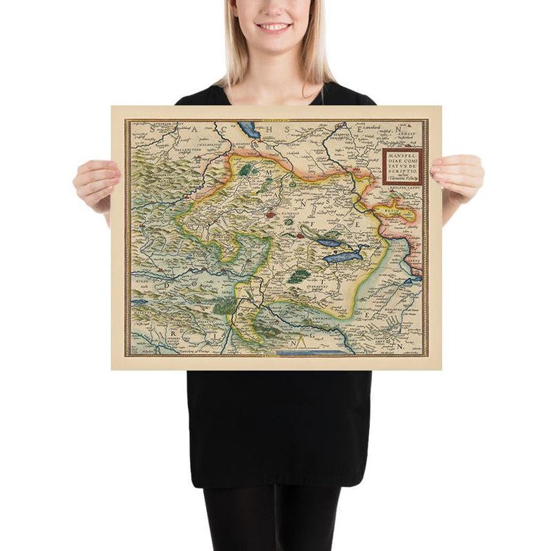 Old Map of Mansfeld District, Germany by Ortelius, 1575: Mansfeld ...