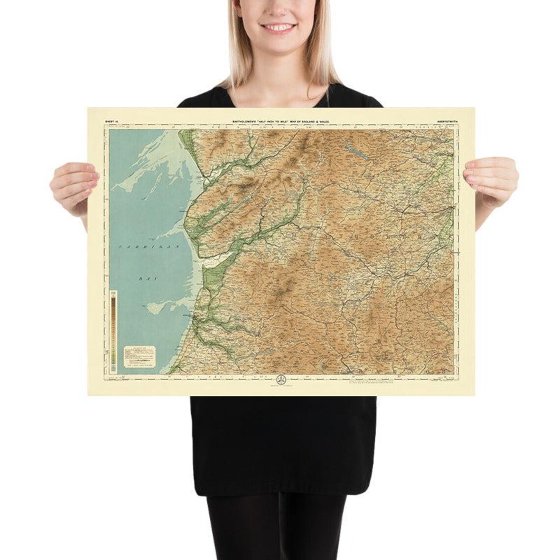 Old OS Map of Ceredigion & Montgomeryshire by Bartholomew, 1901 ...