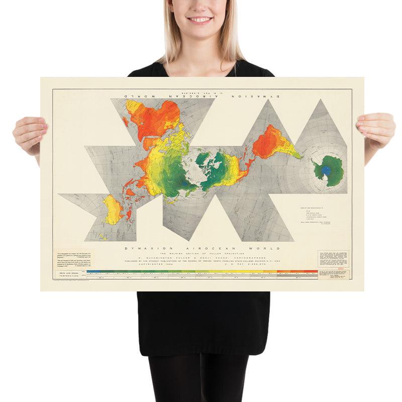 Old Dymaxion Airocean World Map by Buckminster Fuller, 1954 ...