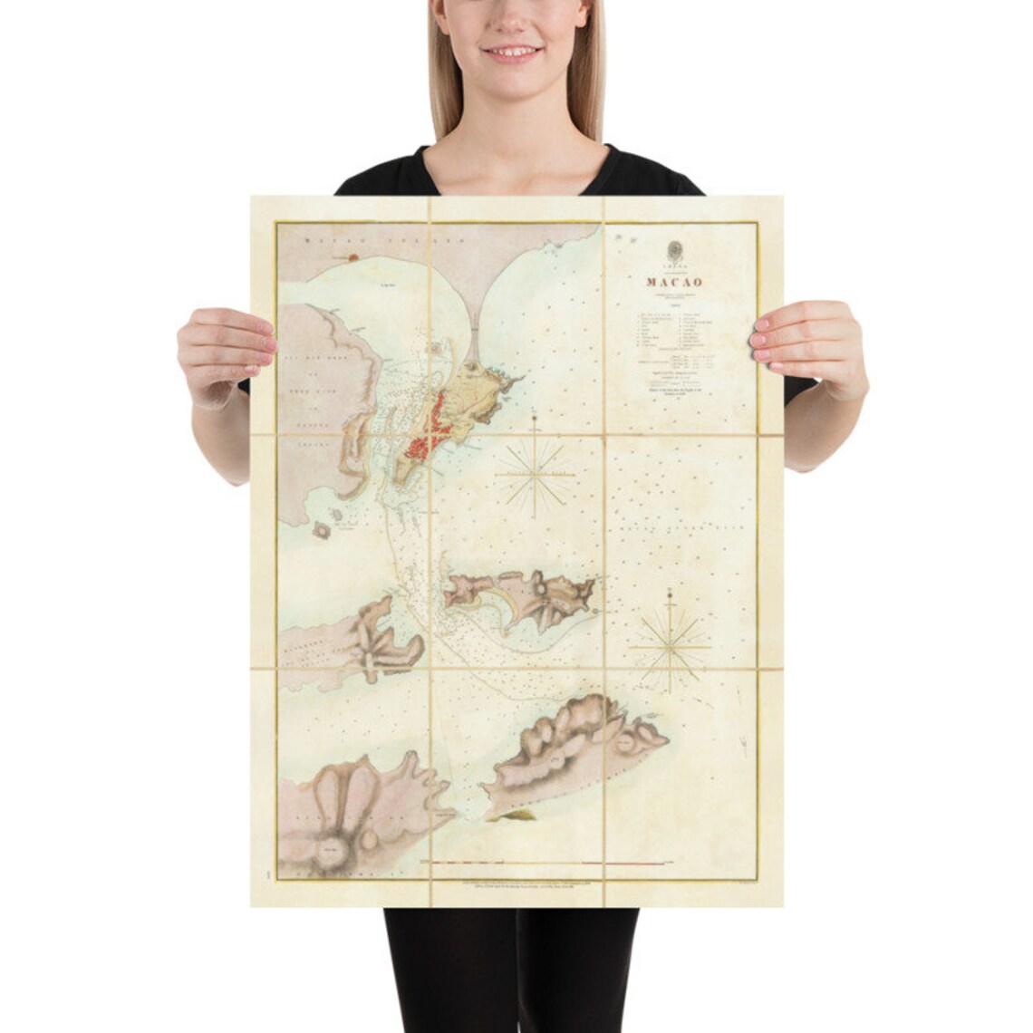 Old Map of Macao, 1840 - Colonial Portuguese Macau, Taipa, Coloane ...