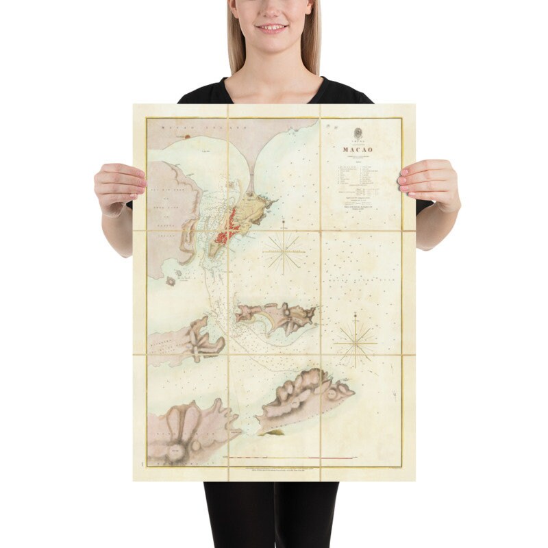 Old Map of Macao, 1840 - Colonial Portuguese Macau, Taipa, Coloane ...