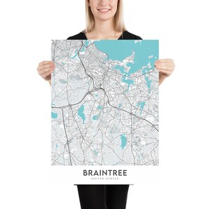 Modern City Map of Braintree, MA: Braintree Town Hall, Braintree High ...