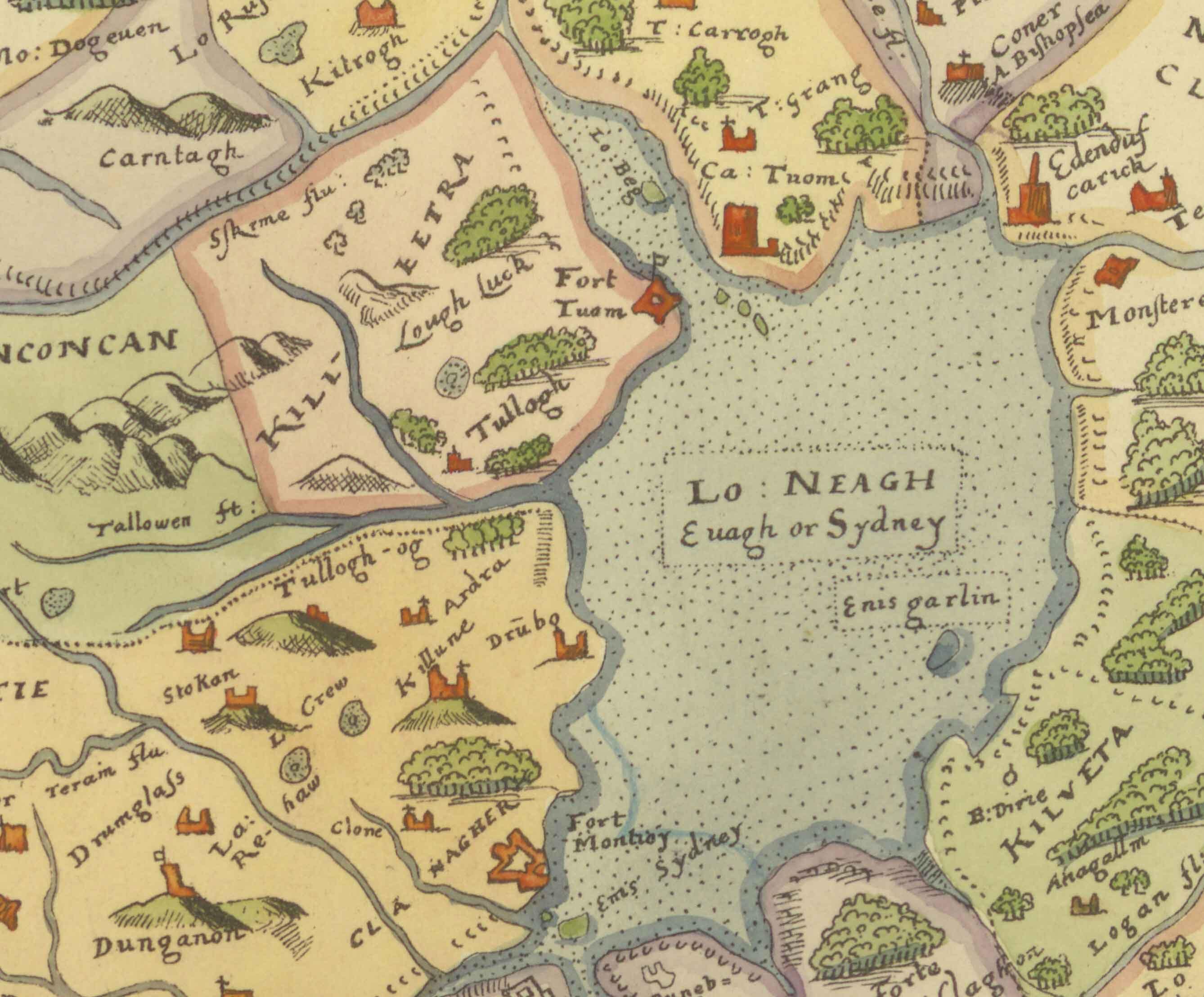 Old Map of Ulster, Northern Ireland, 1609 - Richard Bartlett, Derry ...