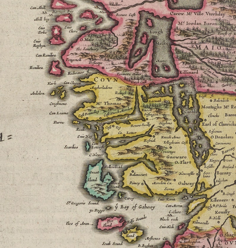 Old Map of Connacht, Ireland in 1665 by Joan Blaeu - Galway, Sligo ...